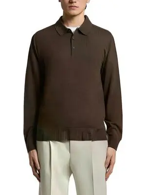 Peserico Long-sleeve Polo Shirt - Brown
