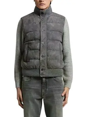 Peserico Quilted Panel-knit Jacket - Grey