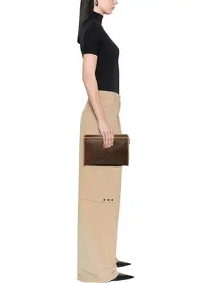 Celine 20th Century Macadam Coated Canvas Clutch Bag - Brown