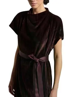 Peserico Belted Ribbed-velvet Midi Dress - Red