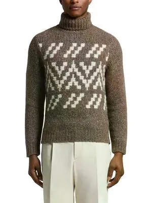 Peserico Geometric-pattern Roll-neck Sweater - Brown