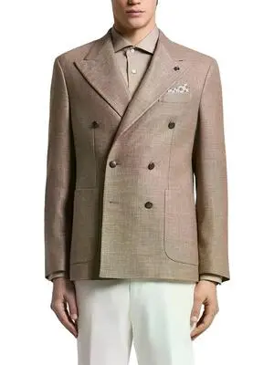 Peserico Double-breasted Peak-lapels Jacket - Brown