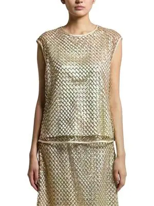 Peserico Sequin-embellished Sleeveless Top - Gold