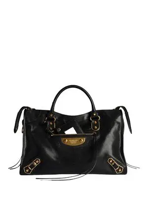 Balenciaga Balenciaga Women Le City Uptown Leather Handbag With Stud Detail Black