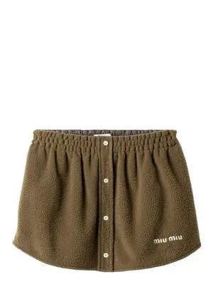 Miu Miu Fleece Miniskirt - Olive Green