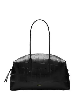 DEMELLIER The Stockholm Croc Embossed Leather Shoulder Bag - Black