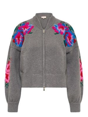 MAISON COMMON Embroidered Knit Cardigan With Zipper