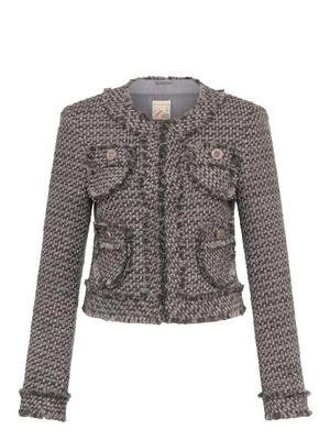MAISON COMMON Little Tweed Jacket With Fringes - Grey