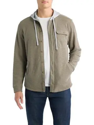 Johnnie-o Jersey Hooded Shirt Jacket - Tan