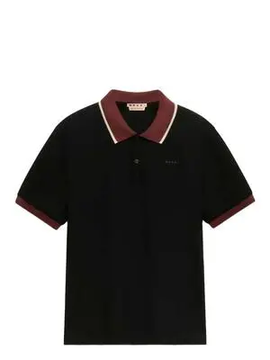 Marni Piqué Polo Shirt With Contrasting Trim - Black