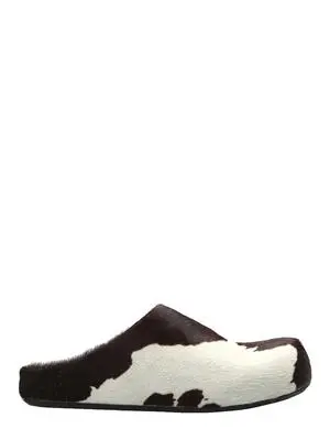 Marni Marni Women White And Brown Cow-Print Calf Hair Fussbett Mules Brown