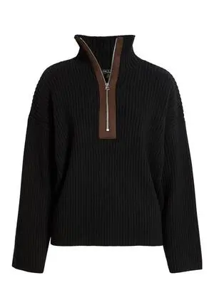 Rag & Bone Sigrid Half-zip Wool Sweater - Black