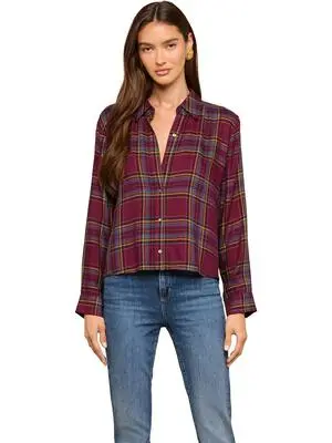 L'Agence Suzette Shirt - Dark Plum Multi Plaid