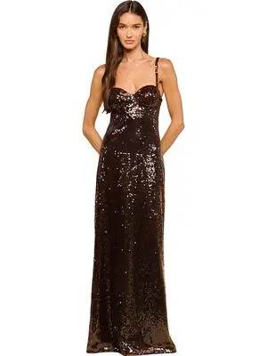 L'Agence Sayla Sequin Gown Dark Java Sequins