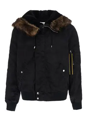 Fendi Look 58 Aviatore Bomber Con Montone Tessuto Camouflage In Jacquard - Multicolor