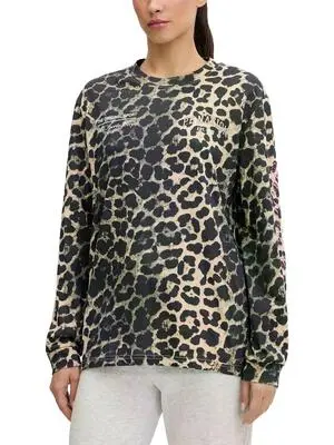 P.E Nation Leopard-print Logo-print T-shirt - Black