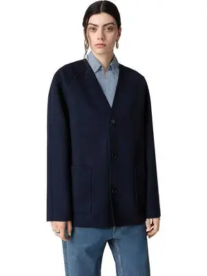 Bottega Veneta Light Wool And Cashmere Coat - Navy