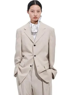 Bottega Veneta Wool And Cotton Jacket - Beige/light Blue