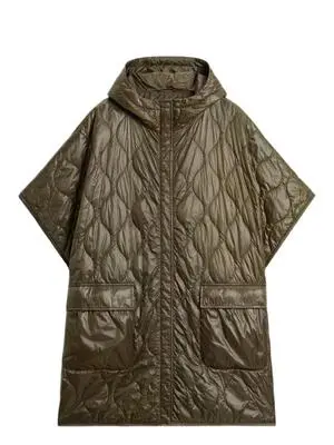 Woolrich Quilted Hooded Cape - Green