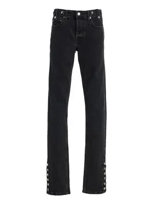 RE/DONE Britt Embellished Stretch Mid-Rise Straight-Leg Jeans