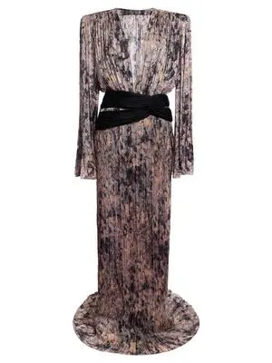 Valentino Garavani Plissé Lurex Gown - Grey