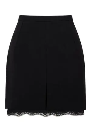 Dolce & Gabbana Lace-trimmed Wool-crepe Mini Skirt - Black