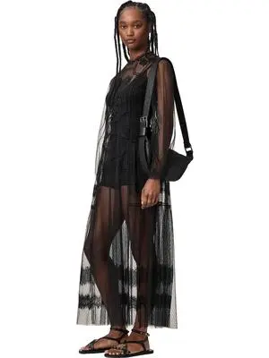 ALLSAINTS Cesca Mesh Midi Dress - Black