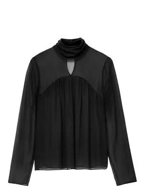 ALLSAINTS Nadia Sheer Silk Top - Black