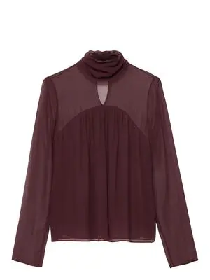 ALLSAINTS Nadia Sheer Silk Top - Red