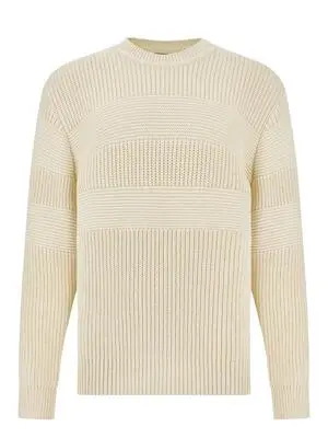 Paul & Shark Crewneck Sweater In Wool With Maxi Stripe Effect - White