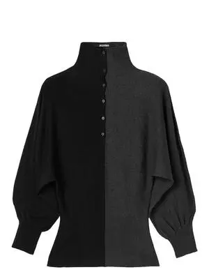 Jacquemus The Two-tone Knit Losange Polo - Black