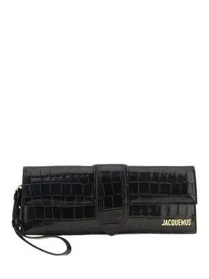 Jacquemus The Bambino Pochette In Crocodile-effect Leather - Black