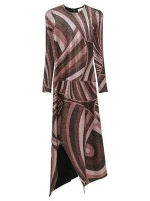 Emilio Pucci Lurex Jersey Dress In Iride Print - Red