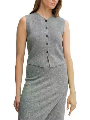 OUI Button V-neck Sleeveless Knitwear - Grey