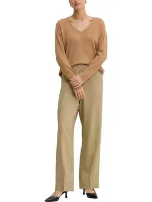 OUI Freyja V-neck Knitted Pullover - Neutrals