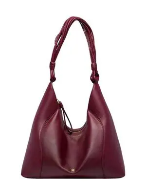 AIGNER Large Giara Leather Shoulder Bag - Red