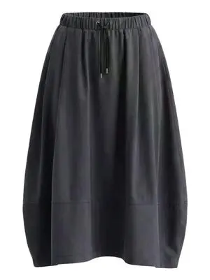 GRAN SASSO Drawstring Pleated Midi Skirt - Grey
