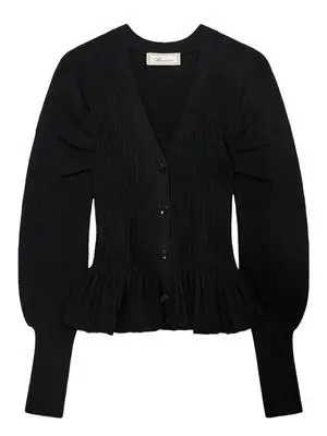 Blumarine Flounced-detail V-neck Cardigan - Black