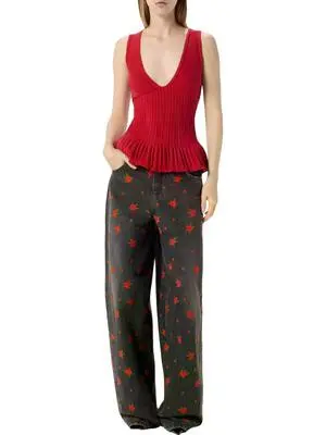 BLUMARINE Cable-knit Peplum Top