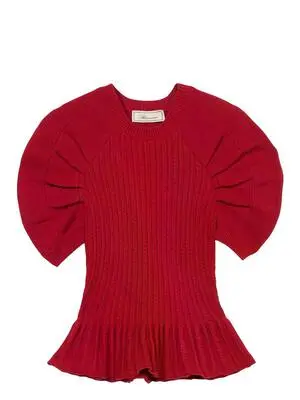 BLUMARINE Rib-knit Short-sleeve Sweater