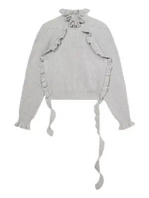 Blumarine Ruched-detail Wool Sweater Grey