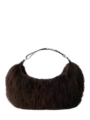 LEMAIRE Quiver Clip Bag In Mongolian Lambskin - Brown