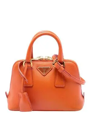 Prada 2013-2026 Mini Saffiano Lux Promenade Satchel - Orange