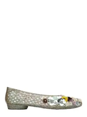 HEAVENLY JELLY Beaded-floral Ballet Flats - Silver