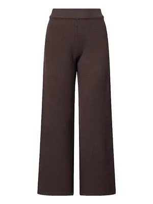 ADANOLA Logo-embroidered Wide-leg Knitted Jogging Bottoms - Coffee Bean
