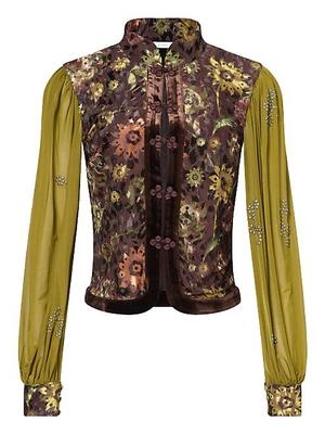 SIEDRES Gilie Floral-pattern Velvet Top L