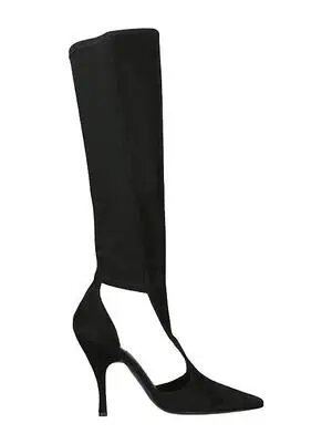AZZEDINE ALAIA Cut-out Suede Heeled Knee-high Boots - Black