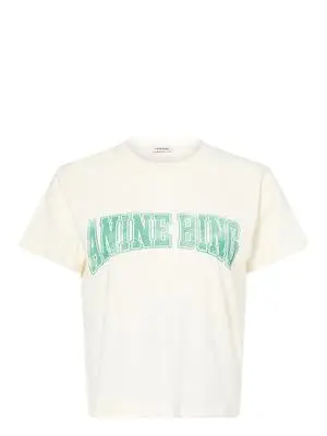 ANINE BING Shelley Logo-print Cotton T-shirt - Ecru