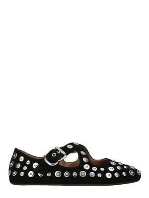 Alaïa Criss Cross Stud-embellished Suede Ballet Flats - Blk/other