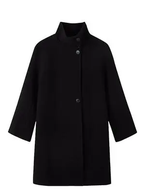 Whistles Funnel-neck Cocoon-fit Wool-blend Coat - Black